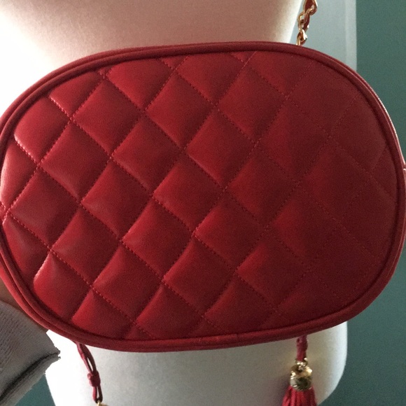 CHANEL | Bags | Chanel Vintage Cc Tassel Red Quilted Bucket Bag | Poshmark